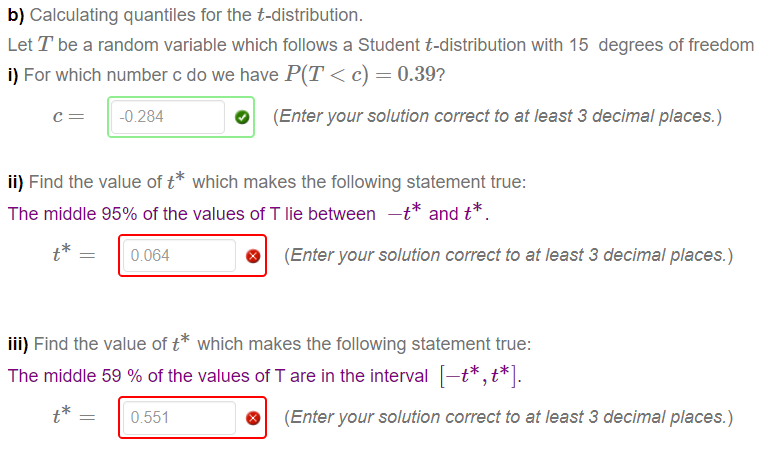 Solved b) Calculating quantiles for the t-distribution. Let | Chegg.com