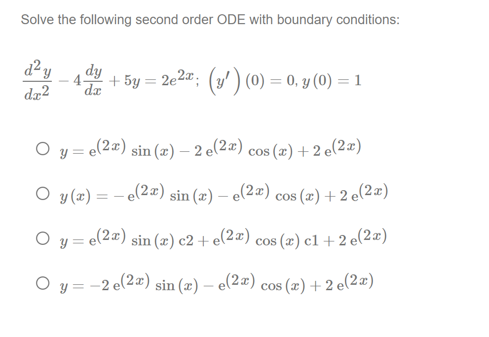 Solved Solve the following second order ODE with boundary | Chegg.com