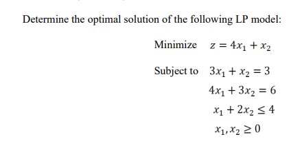Solved Determine the optimal solution of the following LP | Chegg.com