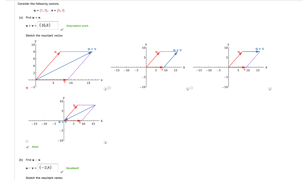 Solved Consider the following vectors. u= 7,8},v=(9,0) (a) | Chegg.com