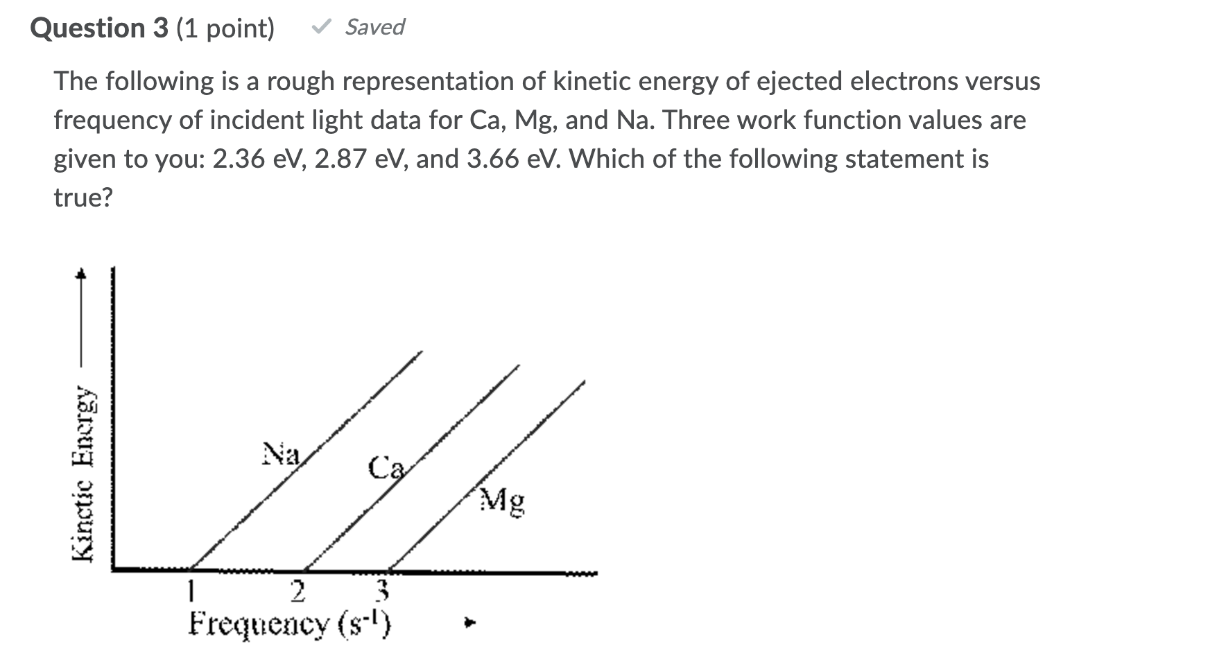 Solved Question 3 (1 point) Saved The following is a rough | Chegg.com