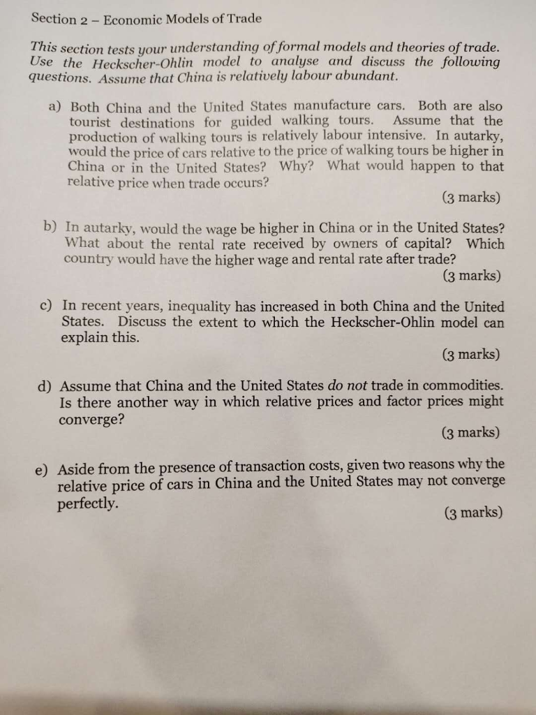 Solved Section 2 - Economic Models of Trade This section | Chegg.com