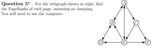 Solved Question 5***, ﻿For the webgraph shown at right, | Chegg.com