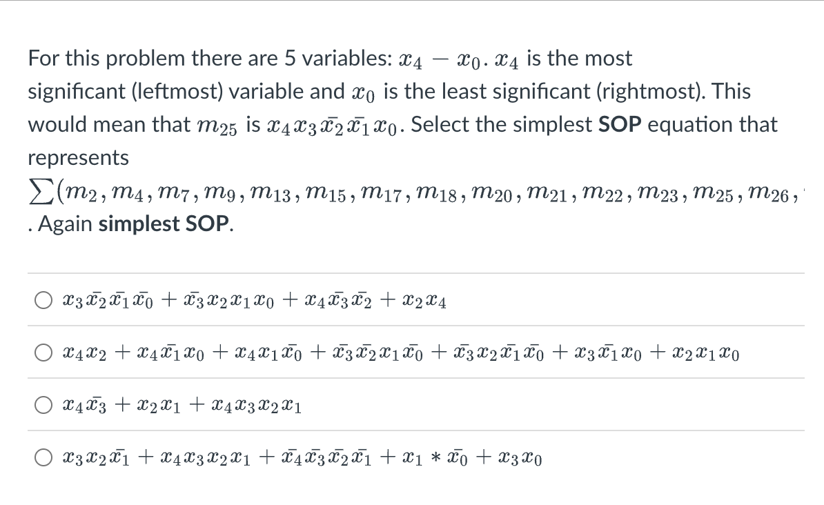 Solved For this problem there are 5 variables: x4−x0.x4 is | Chegg.com