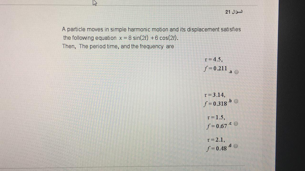 Solved 21 Juguet A particle moves in simple harmonic motion | Chegg.com