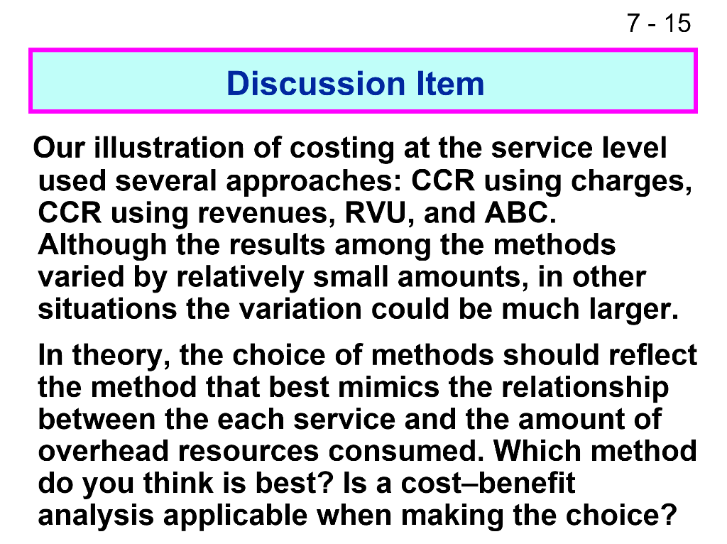Solved Our illustration of costing at the service level used | Chegg.com