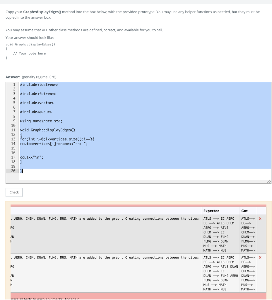Solved C++ Programming graph You can copy paste anything | Chegg.com