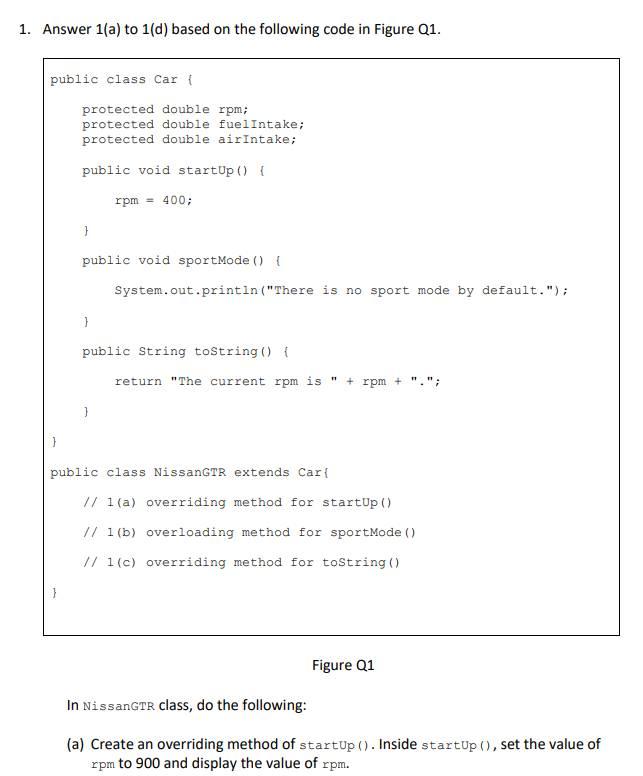 Solved 1. Answer 1(a) to 1 (d) based on the following code | Chegg.com