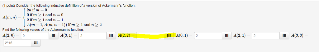 Solved (1 point) Consider the following inductive definition | Chegg.com