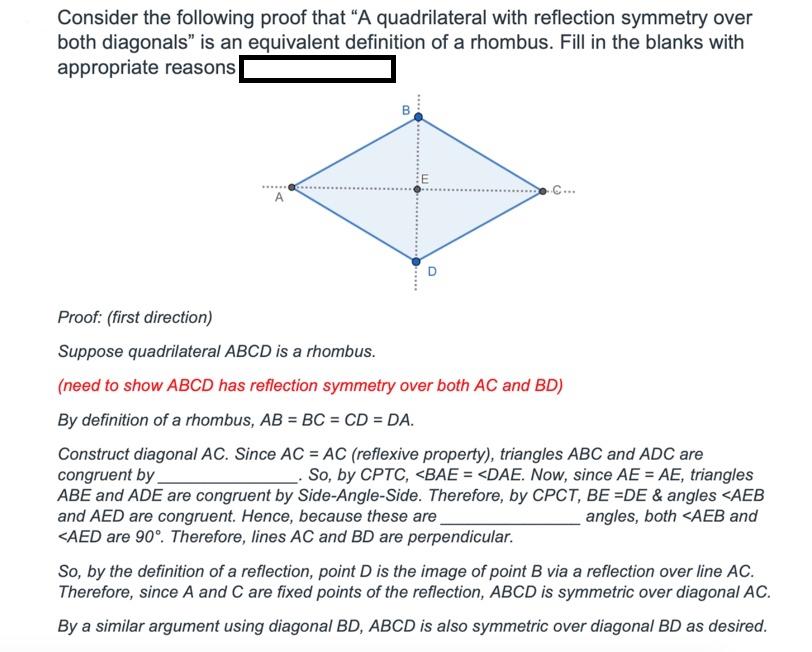Solved Consider the following proof that "A quadrilateral | Chegg.com