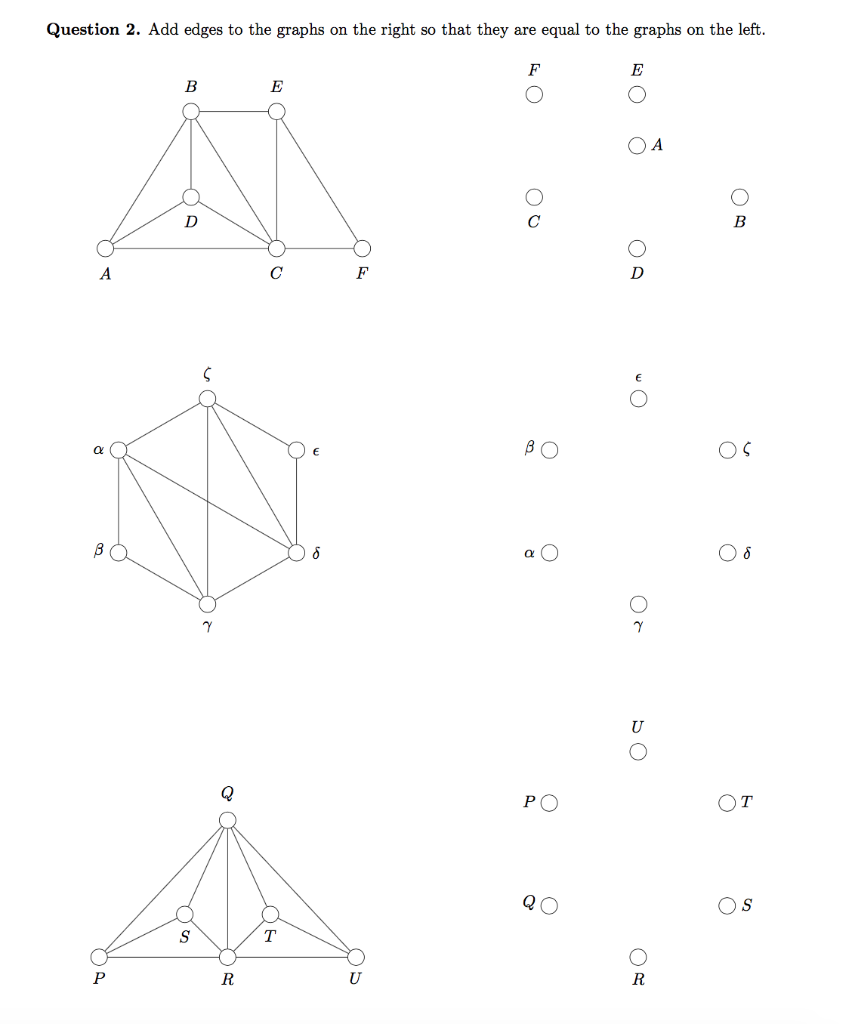 Solved Question 2. Add edges to the graphs on the right so | Chegg.com