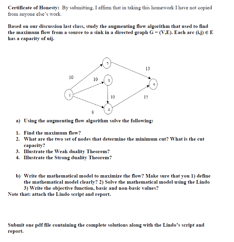 Certificate of Honesty: By submitting, I affirm that | Chegg.com