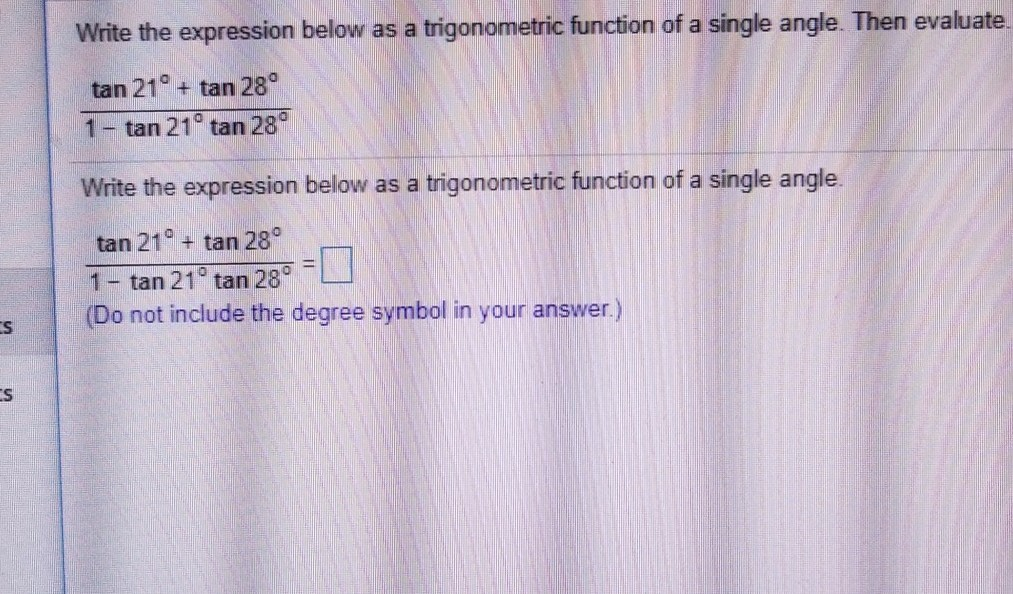 Solved Write the expression below as a trigonometric | Chegg.com
