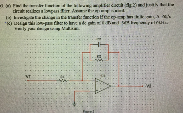 Solved Find the transfer function of the following amplifier | Chegg.com