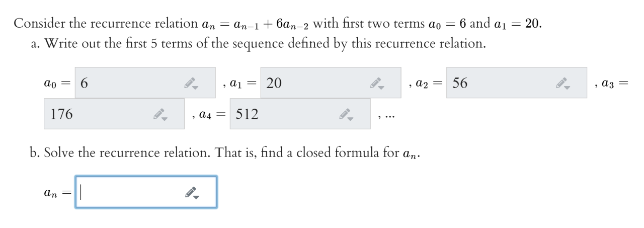 Solved 6 and ai = 20. Consider the recurrence relation an = | Chegg.com