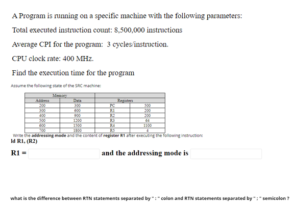 Solved A Program is running on a specific machine with the | Chegg.com