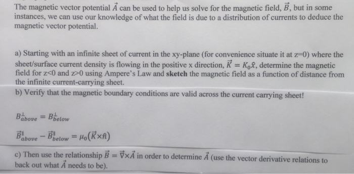 Solved The magnetic vector potential vector A can be used to | Chegg.com