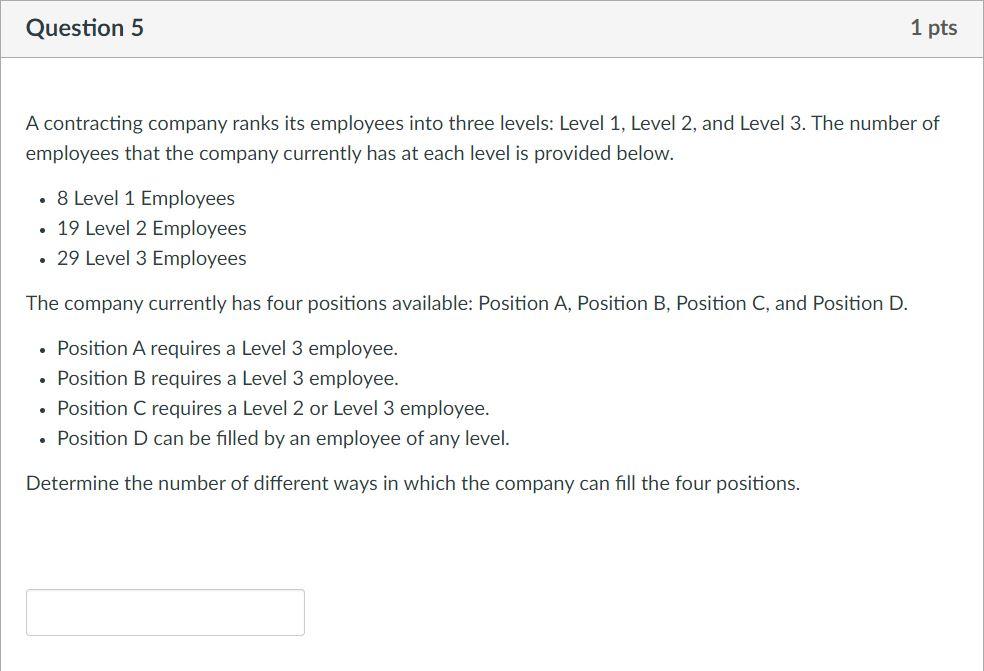 Solved A contracting company ranks its employees into three | Chegg.com