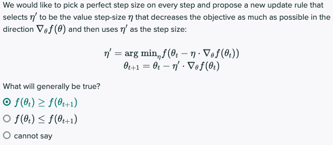 Solved We would like to pick a perfect step size on every | Chegg.com