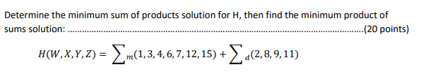 Solved Determine the minimum sum of products solution for H, | Chegg.com