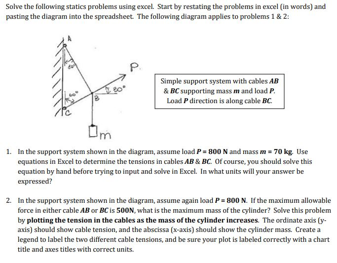Solved Solve the following statics problems using excel. | Chegg.com