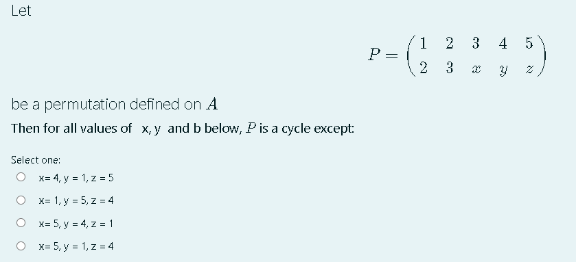 Solved Let 112 3 4 5 P= 2 3 be a permutation defined on A | Chegg.com