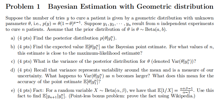 Solved Problem 1 Bayesian Estimation with Geometric | Chegg.com