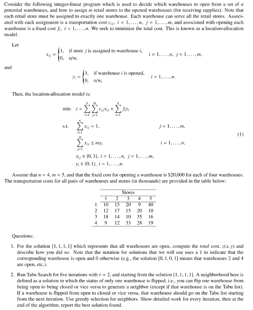 Consider the following integer-linear program which | Chegg.com