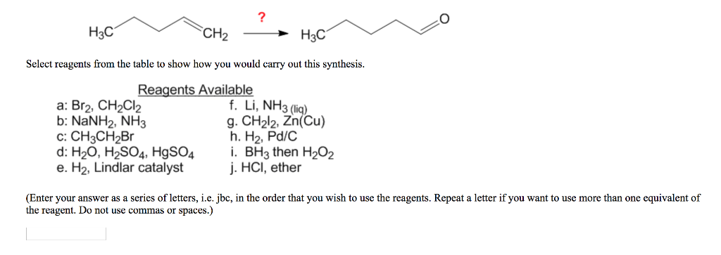 Solved H3C Select reagents from the table to show how you | Chegg.com