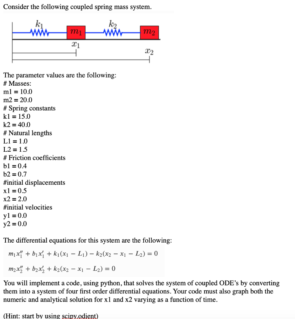Consider the following coupled spring mass system. ki | Chegg.com
