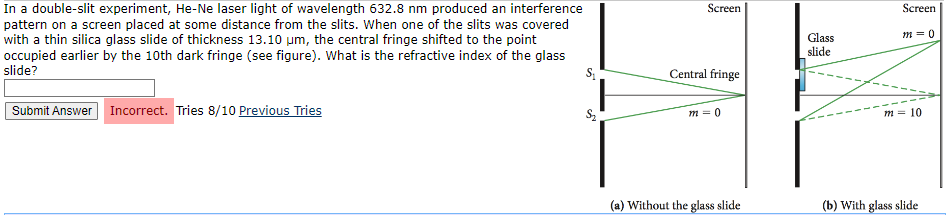 Solved In a double-slit experiment, He-Ne laser light of | Chegg.com