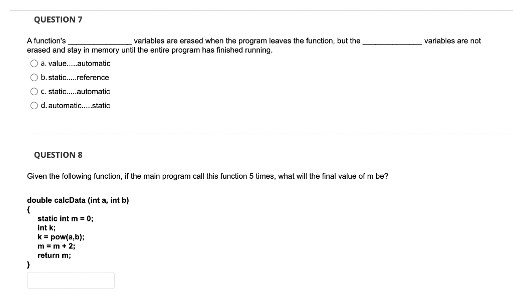 Solved QUESTION 6 Given the functions listed below, what | Chegg.com