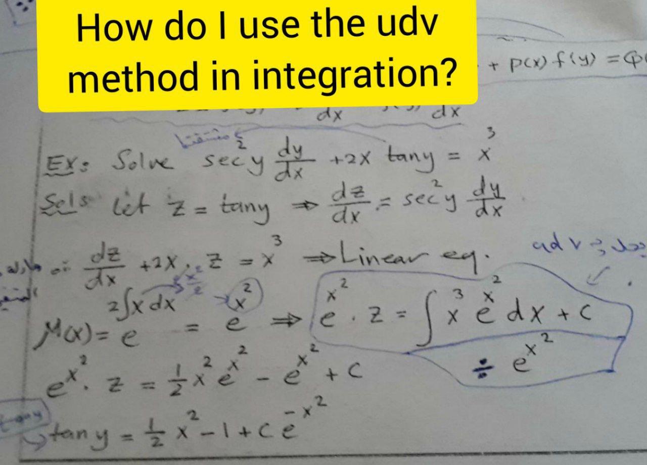 Solved How do I use the udv method in integration? + P(x) | Chegg.com