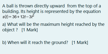 Solved A ball is thrown directly upward from the top of a | Chegg.com