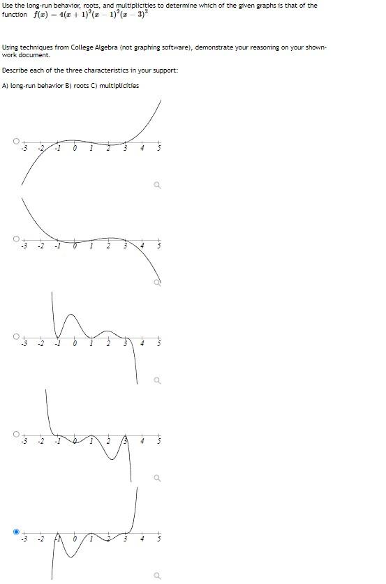Solved Use the long-run behavior, roots, and multiplicities | Chegg.com