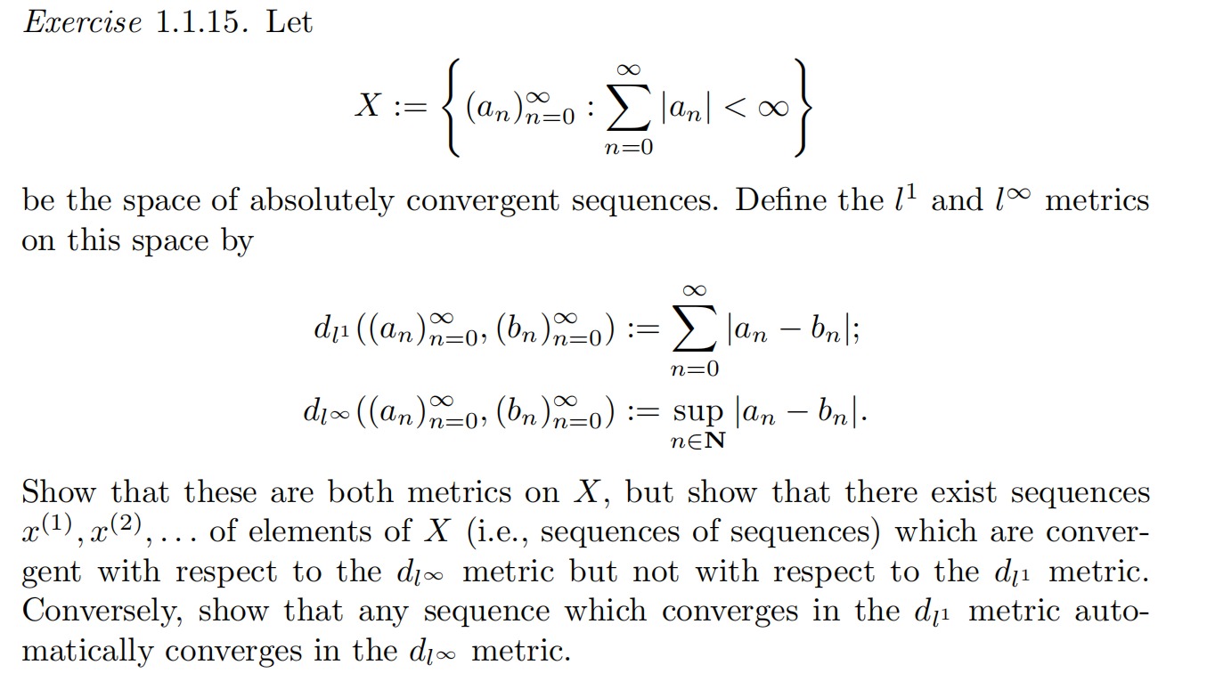 Solved Exercise 1 1 15 Let X { An N 0∞ ∑n 0∞∣an∣
