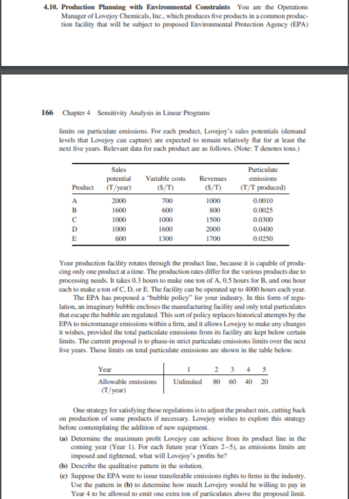 Please solve part (a) using analytic solver in excel, | Chegg.com