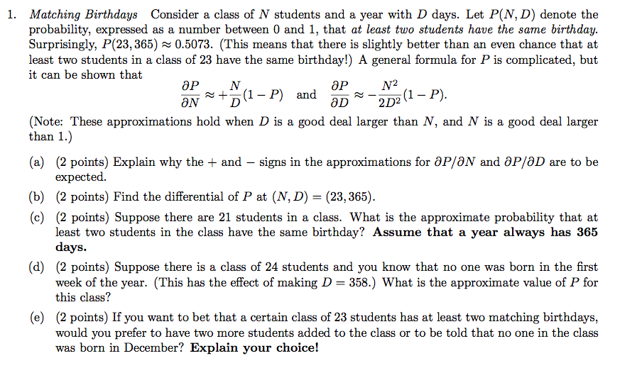 Solved Matching Birthdays probability, expressed as a number | Chegg.com