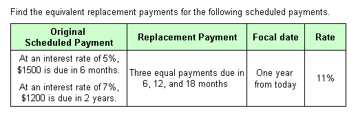 Solved Find the equivalent replacement payments for the | Chegg.com
