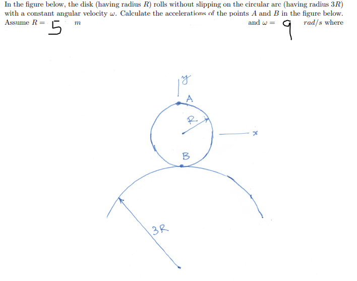 Solved In the figure below, the disk (having radius R) rolls | Chegg.com