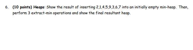 Solved 6. (10 points) Heaps: Show the result of inserting | Chegg.com