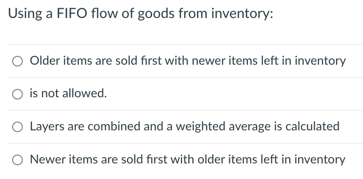 Solved Using a FIFO flow of goods from inventory: Older | Chegg.com