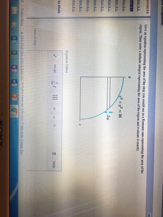 Solved Give an equation representing the area of the strip | Chegg.com