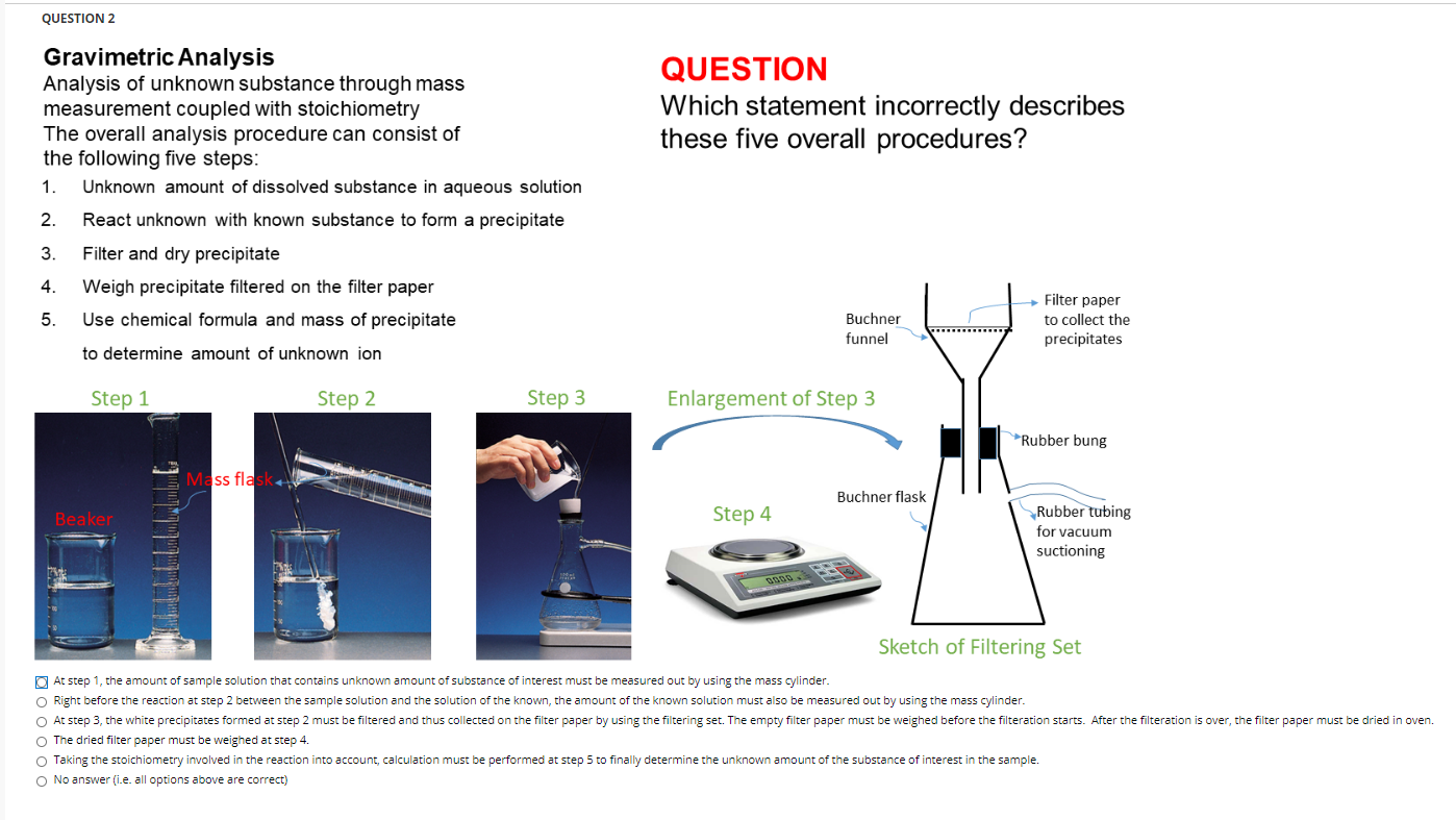 Solved QUESTION 2 Gravimetric Analysis Analysis of unknown | Chegg.com