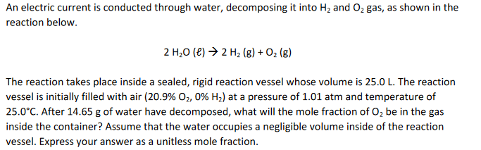 Solved An electric current is conducted through water, | Chegg.com