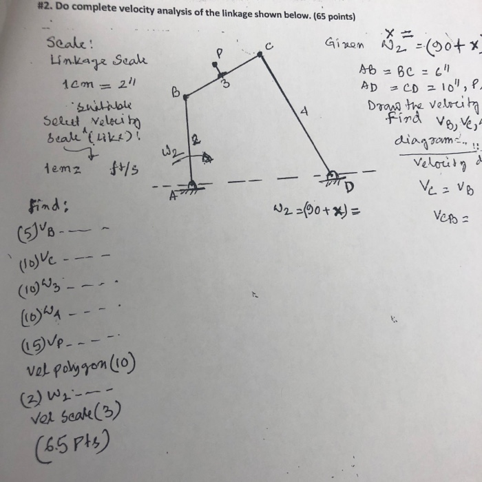 Solved 2 Do Complete Velocity Analysis Of The Linkage