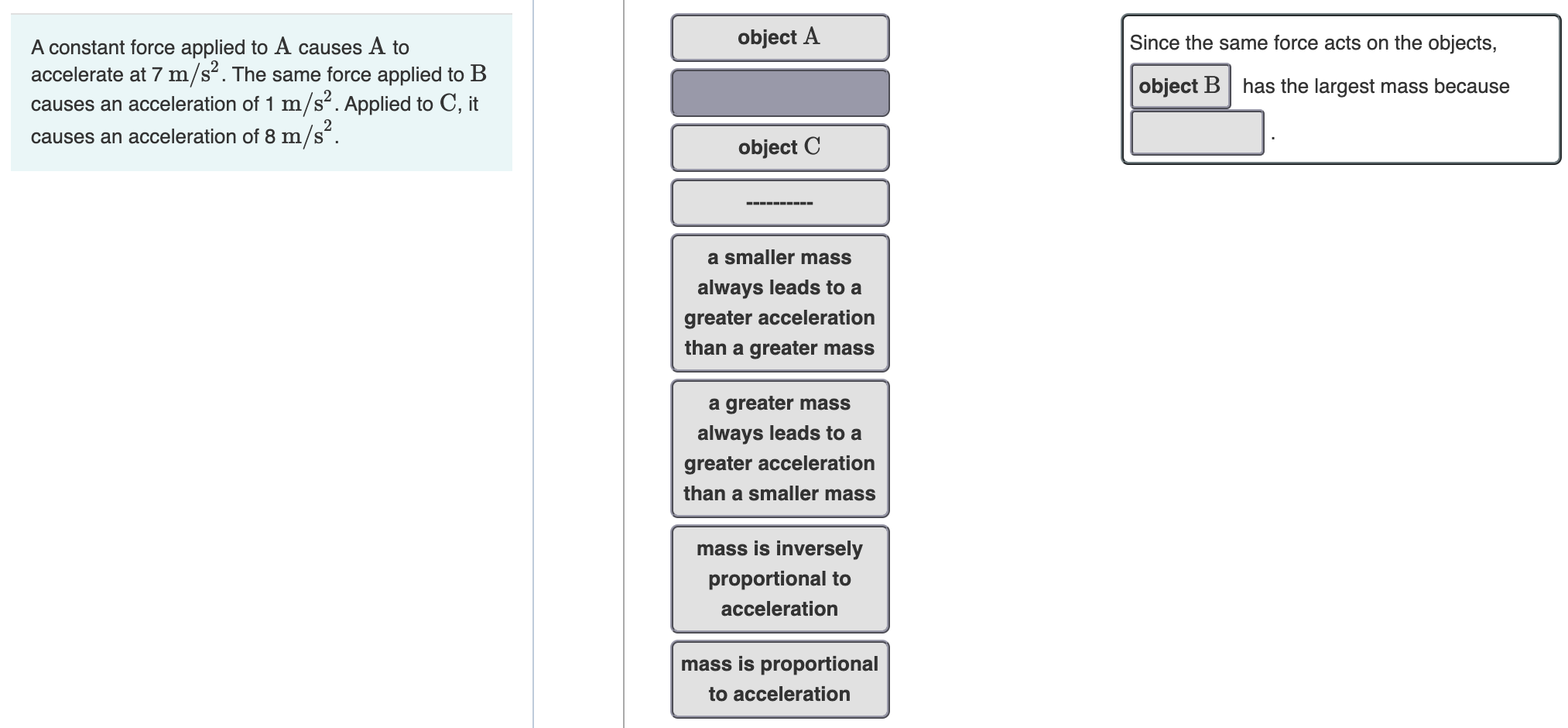 Solved A constant force applied to A causes A to accelerate | Chegg.com