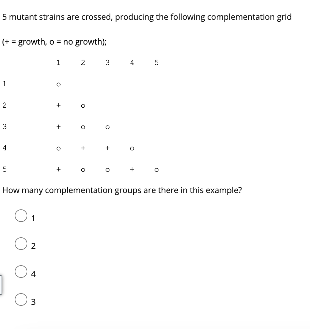 Solved 5 ﻿mutant strains are crossed, producing the | Chegg.com