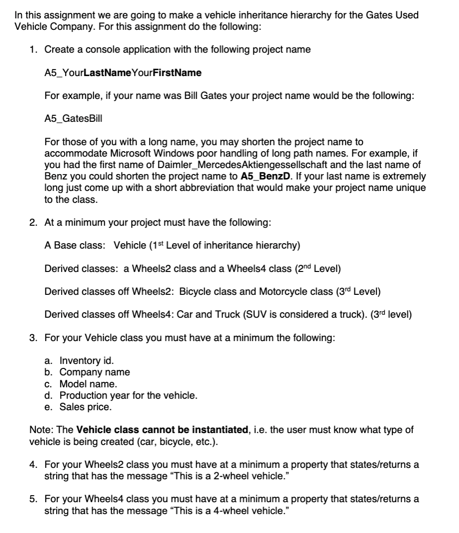 Solved In this assignment we are going to make a vehicle | Chegg.com