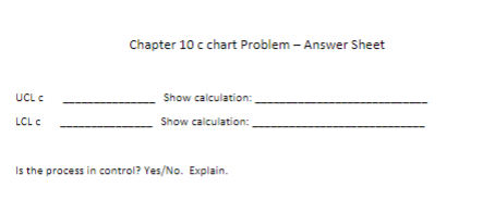 c chart UCL: c + (z times sq rt of c). (LCL is | Chegg.com